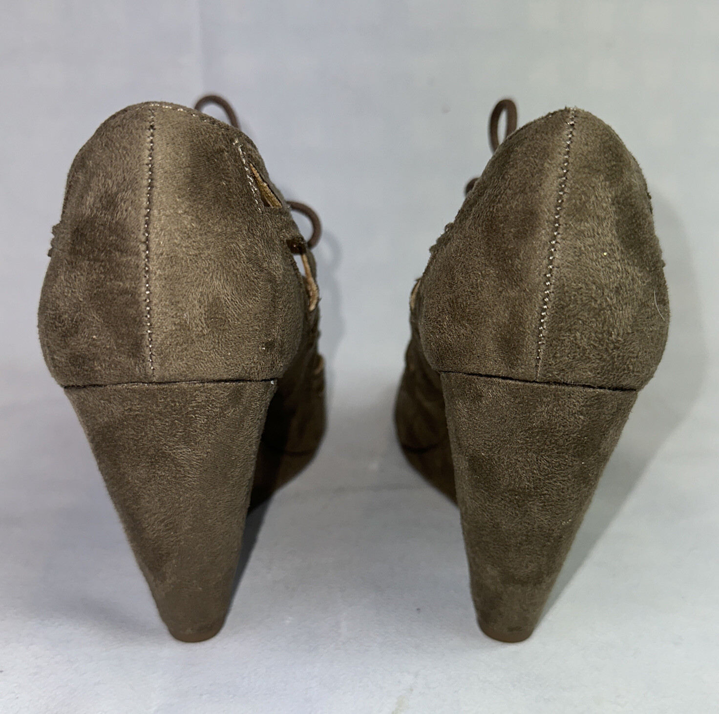 Mia Peep Toe Cutout 4 Inches Wedge Sandals Taupe Neutral Women’s Size ...