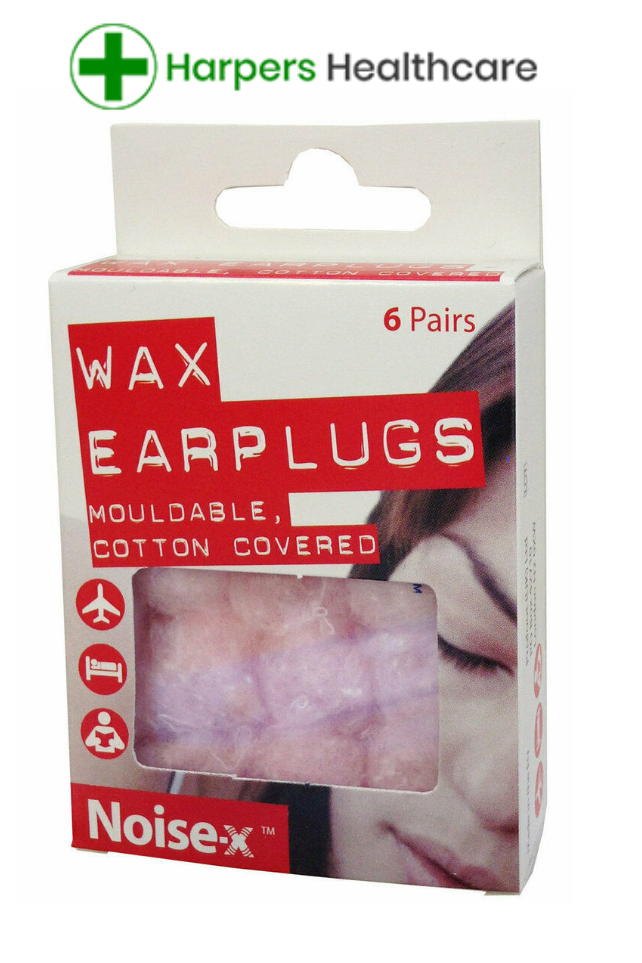 2 x Noise-X Wax Ear Plugs (Mouldable, Cotton Covered)- 2 packs of 6 ...