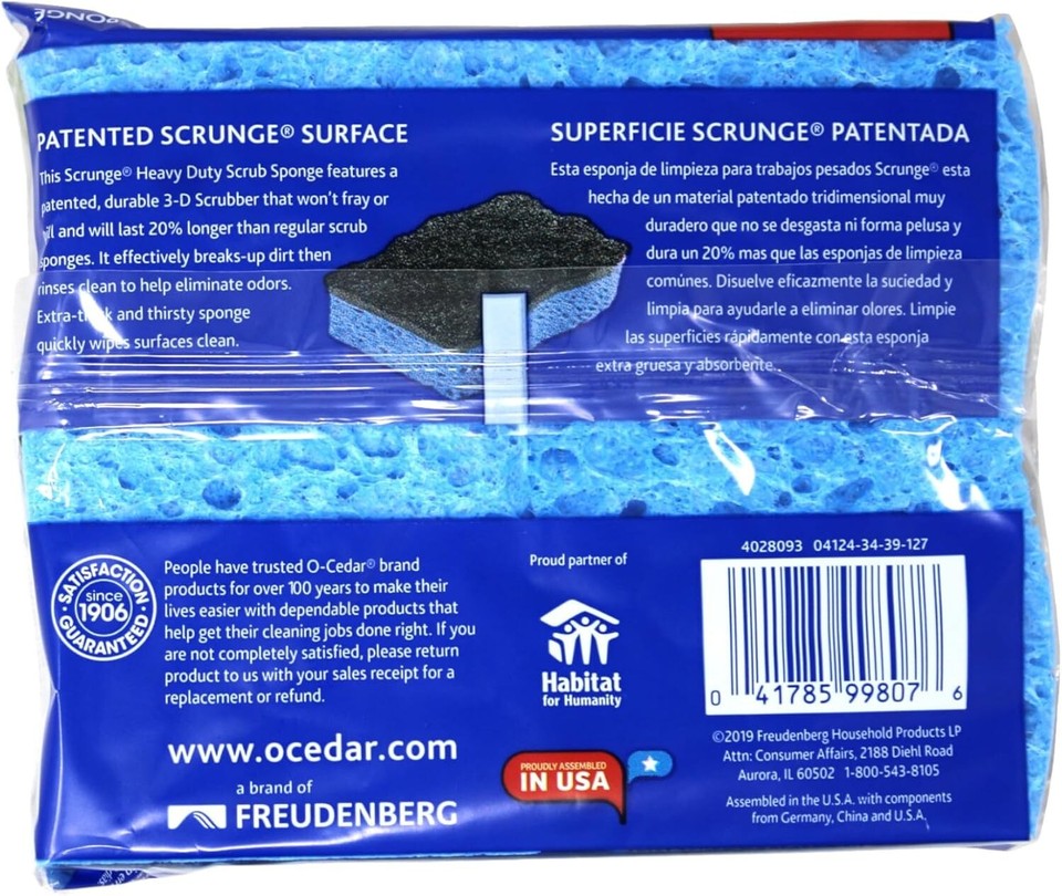 O Cedar Scrunge Scrubber Sponge Heavy Duty No Scratch - 6 Ct - Pack of ...