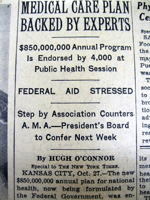 2 1938 NY Times newspapers Pres F D ROOSEVELT proposes NATIONAL HEALTH ...
