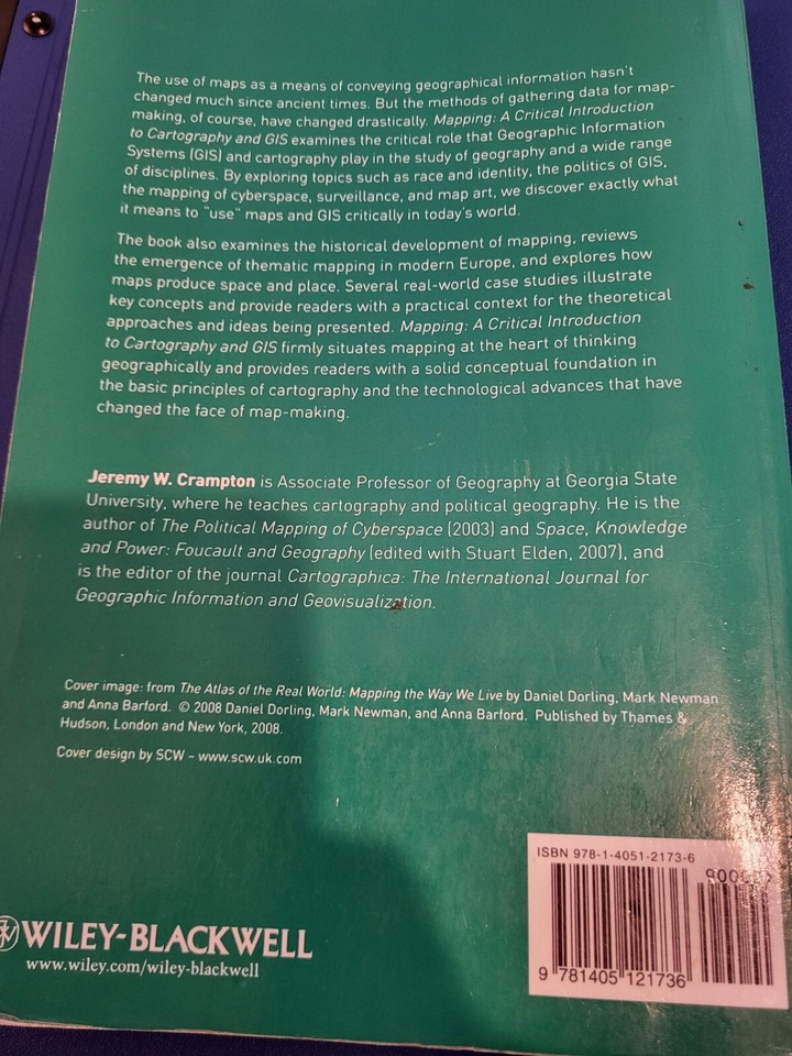 Mapping: A Critical Introduction to Cartography and GIS by Crampton ...