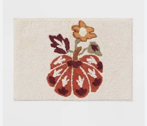 Threshold 100% Cotton Harvest Pumpkin Bath Rug White (17" x 24") - NEW ...