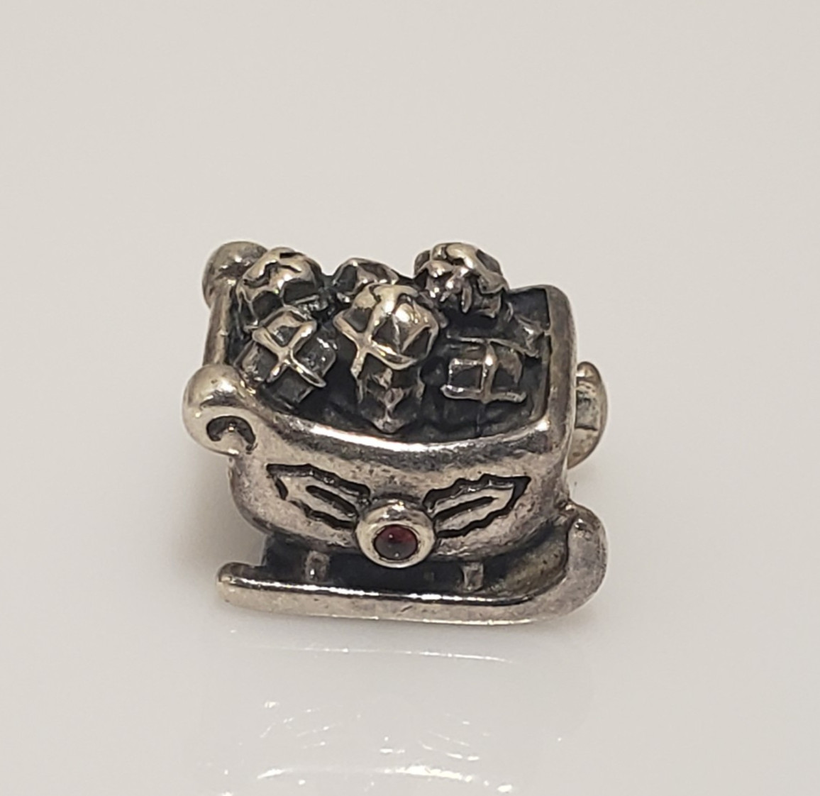 Pandora Sterling Silver Santa's Sleigh Garnet Charm … - Gem