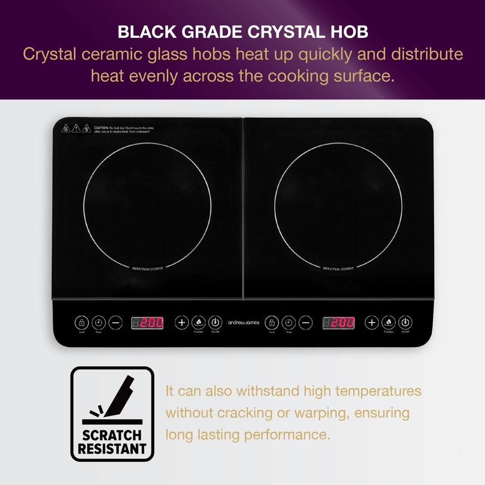 Portable Double Induction Hob Electric Digital Hot Plate Cooker ...