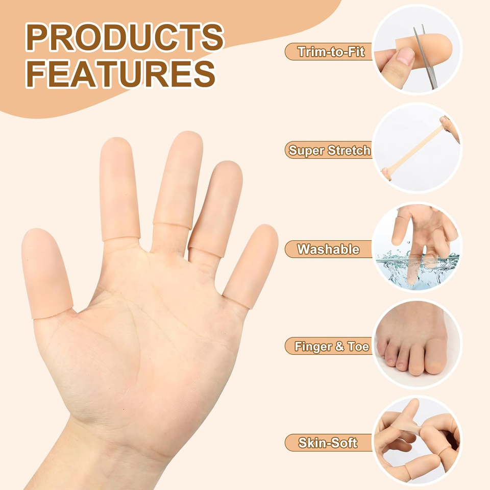 Gel Finger Cots 20Pcs -Reusable Silicone Finger & Thumb GuardsFlexible ...