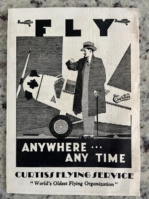 Vintage 1920s FLY Curtiss Flying Service Airplane Travel Brochure Map ...