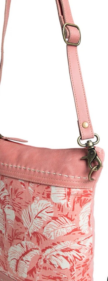 Myra Isadora Western Style Crossbody Bag Pink Cotton Canvas Body W ...