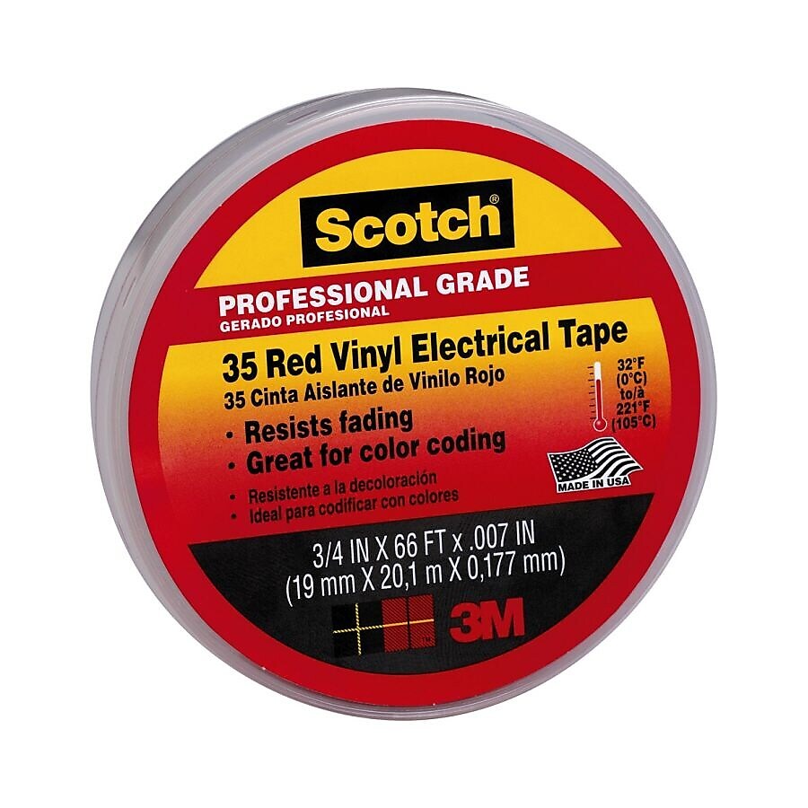 3M Scotch 35 Vinyl Electrical Color Coding Tape 3/4" x 66ft Red 10810 ...