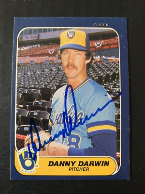 Danny Darwin Signed 1986 Fleer #485 Card Milwaukee Brewers Autograph ...