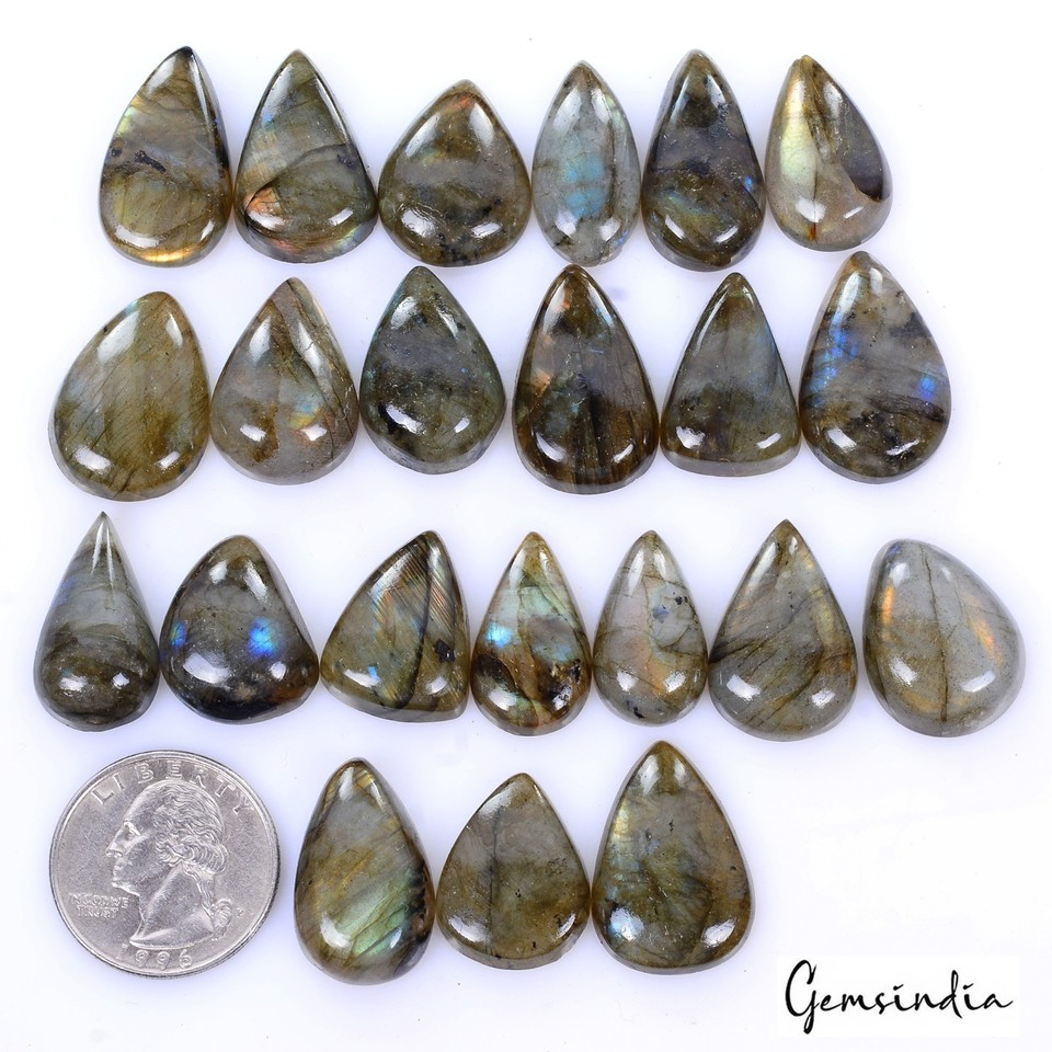 370 Ct Natural Untreated Yellow Blue Shine Labradorite Mix Cab Loose ...