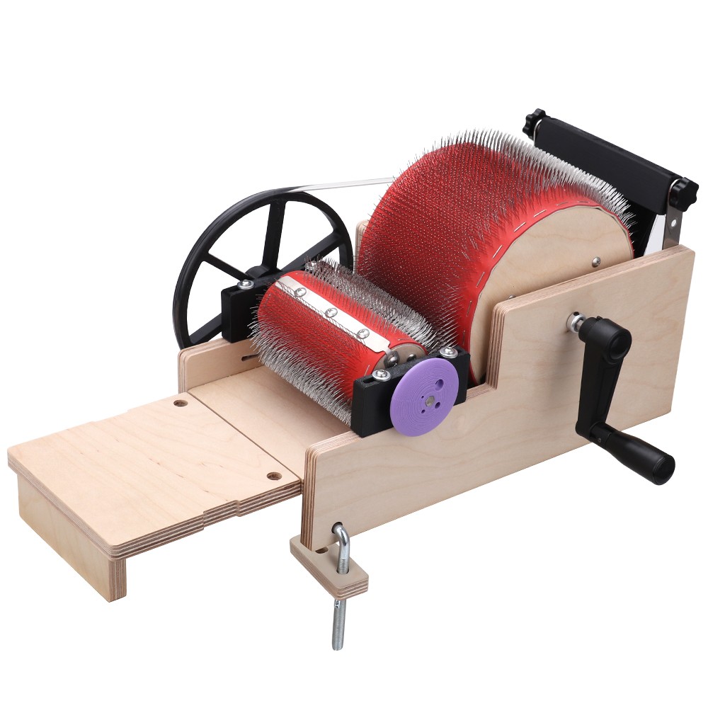 Wool Drum Carding Machine Wooden Frame Craft Drum Carder Manual Fibre ...