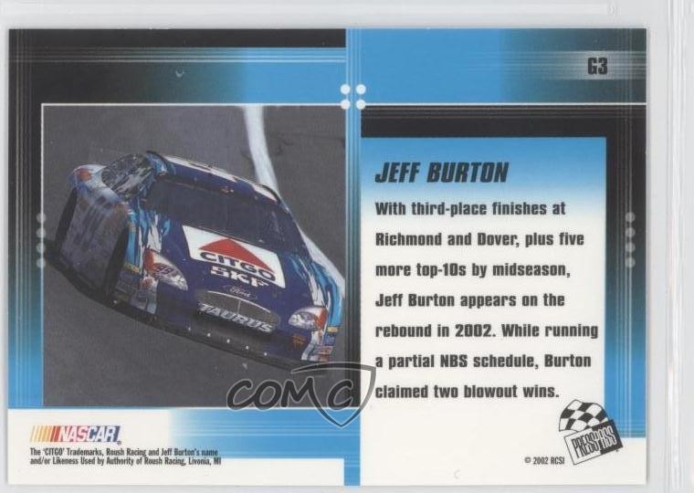 2002 Press Pass Optima Gold Jeff Burton #G3 0c4 | eBay