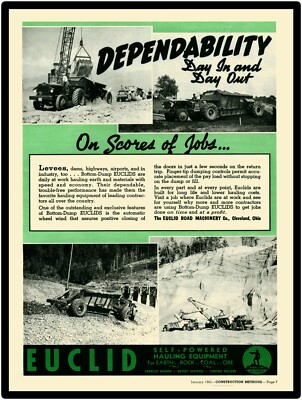 1942 Euclid Road Machinery of Cleveland NEW Sign 24x30" USA STEEL XL ...