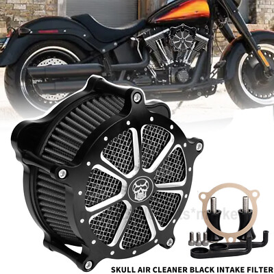Skull Air Cleaner Black Intake Filter For Harley Touring 06-18 Road ...