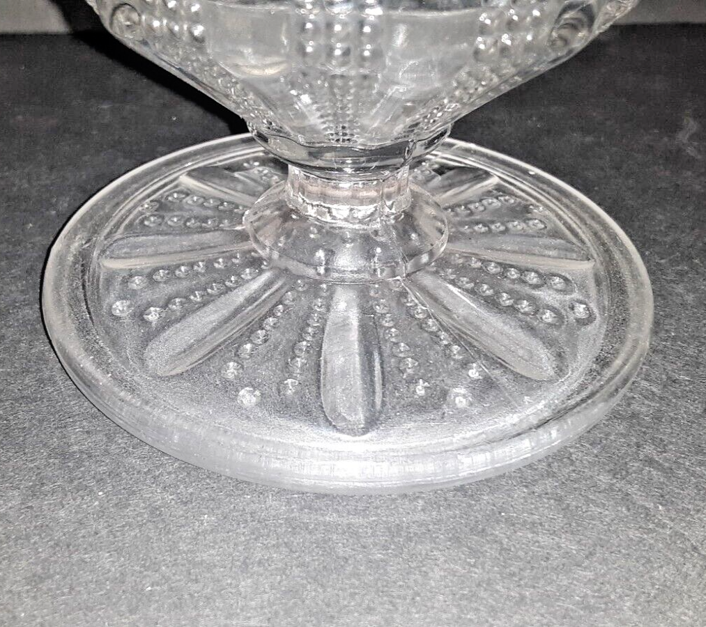 RARE EAPG Glass BEADED PANELS; Grated Ribbon 5 5/8 " Footed Creamer ...