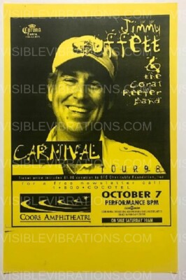 Jimmy Buffett and the Coral Reefer Band Concert Poster Chula Vista 1998 ...