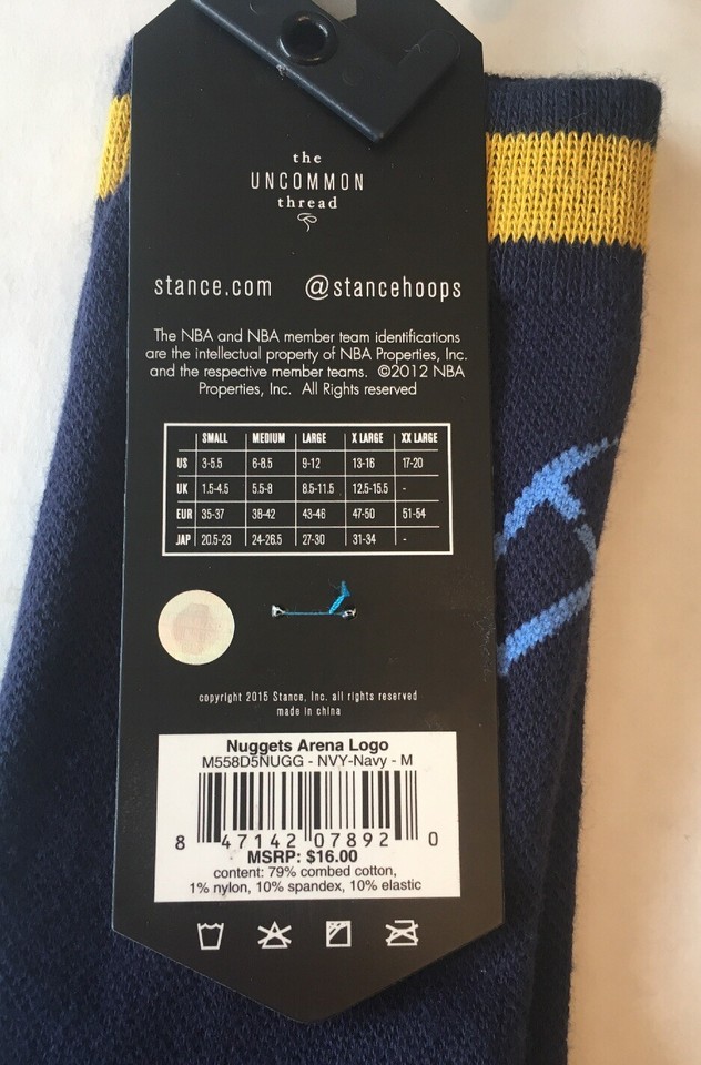 Stance NBA Denver Nuggets Arena Logo Socks Fit No. 558 Size M (6-8.5 ...