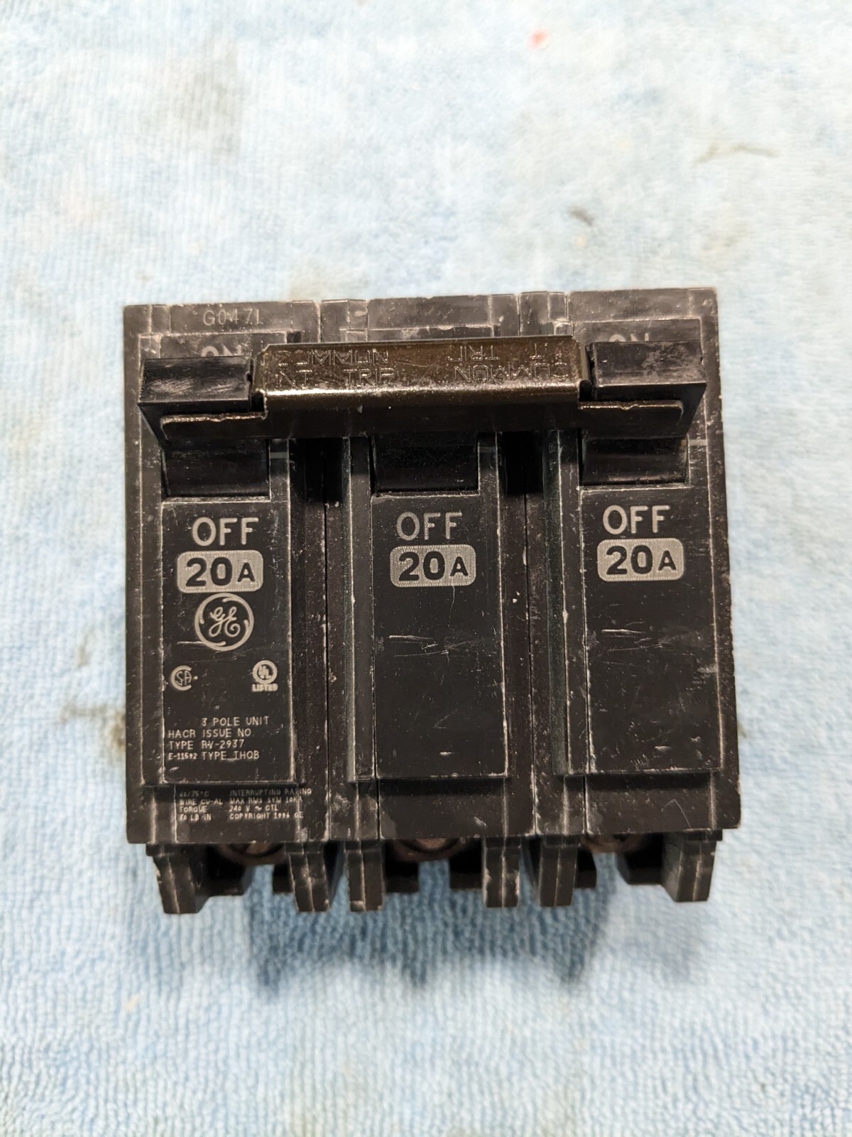 GE THQB32020 3 Pole 20A 240V Circuit Breaker 783164012408| eBay