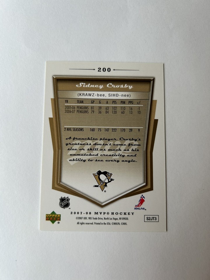 2007-08 MVP Sidney Crosby Gold Script(#96/100) #200 | eBay