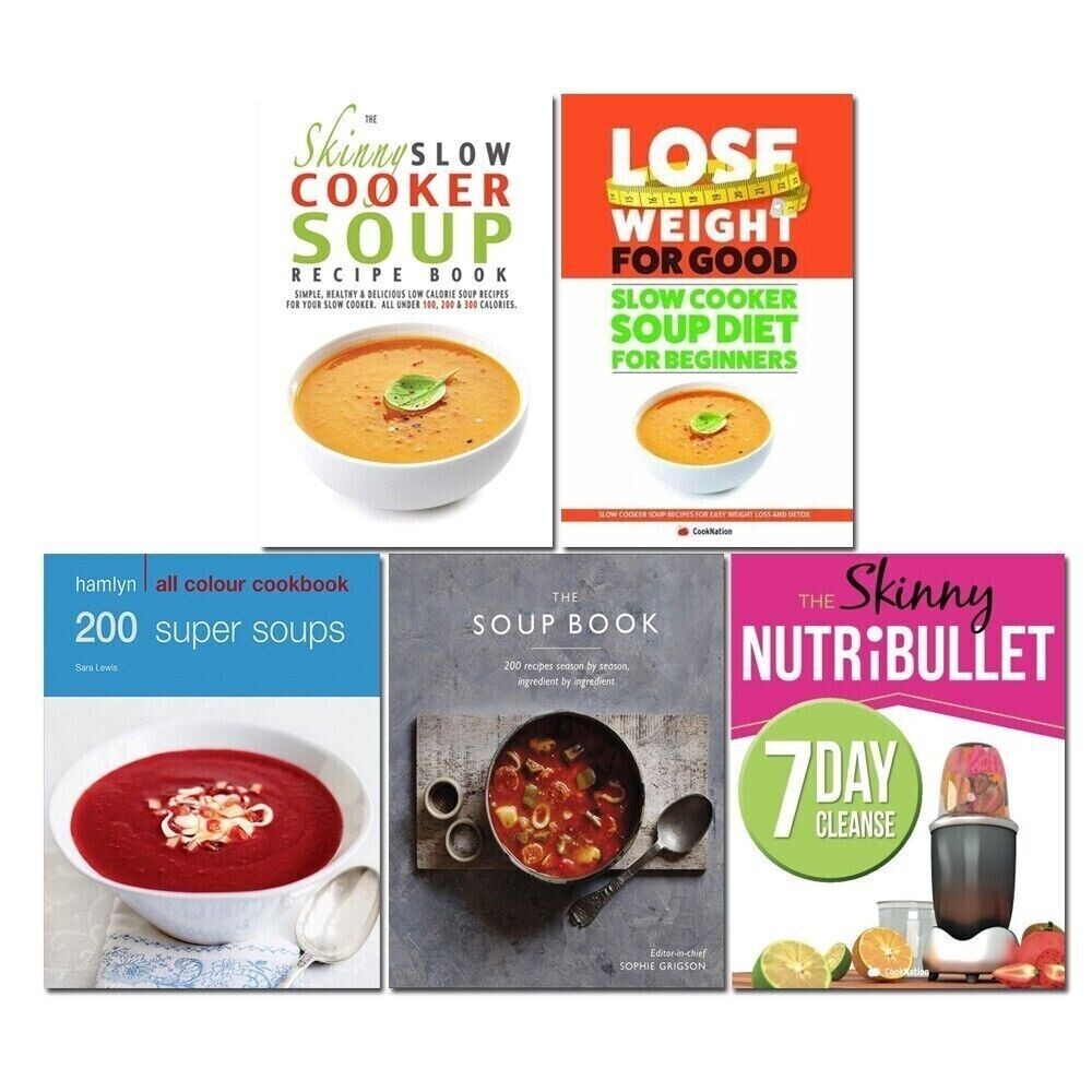 Soup Recipe Collection 5 Books 200 Super Soups, Skinny Slow Cooker Soup Recipe | eBay UK
