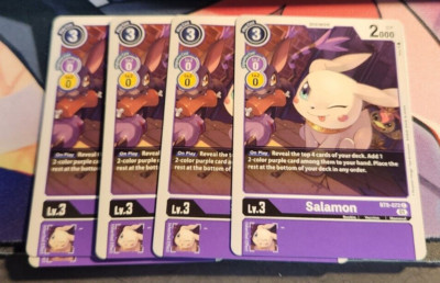 x4 Playset Digimon SALAMON BT9-072 Purple Common X Record TCG | eBay