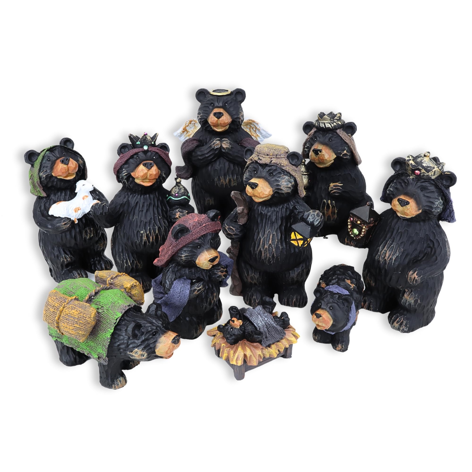 Needzo Black Bear Nativity Set Resin Indoor Christmas Tabletop ...