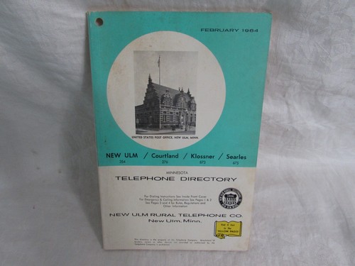 RARE 1964 New Ulm MN Rural Phone Co TELEPHONE DIRECTORY phone book ...