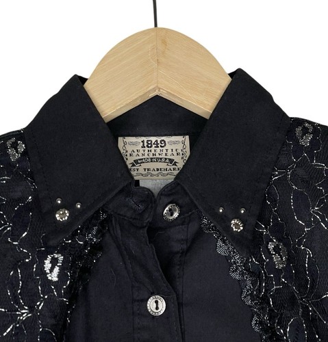 Vintage 1849 Authentic Ranchwear Lace Western Shirt Black Silver ...