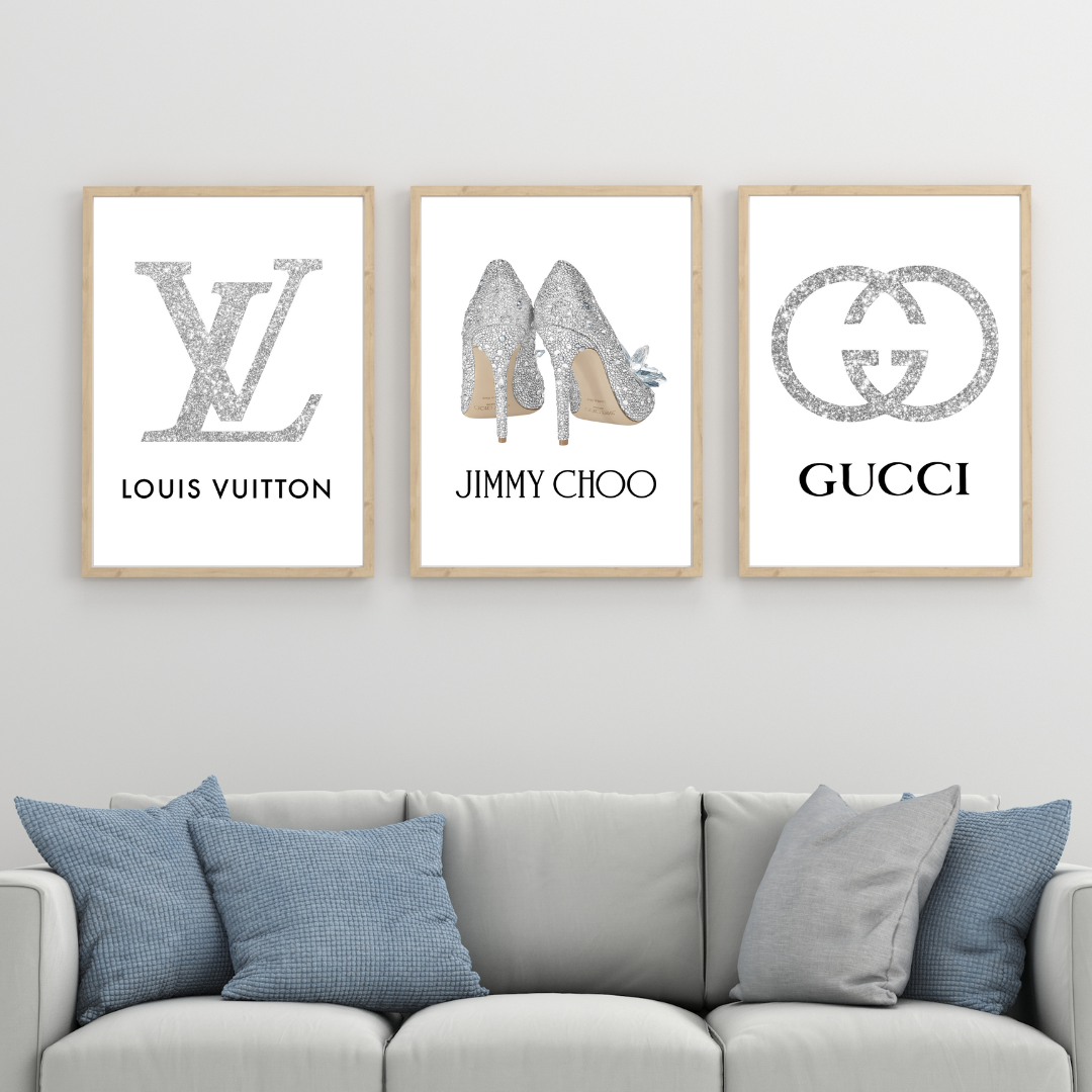 Set of 3 Fashion Designer Prints Gucci Louis Vuitton Jimmy Choo A5 A4 ...