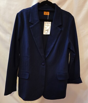 NWT Mary Crafts Classic Knit Womens Office Blazer Navy Size 14 | eBay