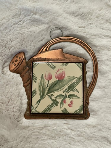 Pfaltzgraff GARDEN PARTY Flower Wall Hanging Copper LookingWatering Can ...