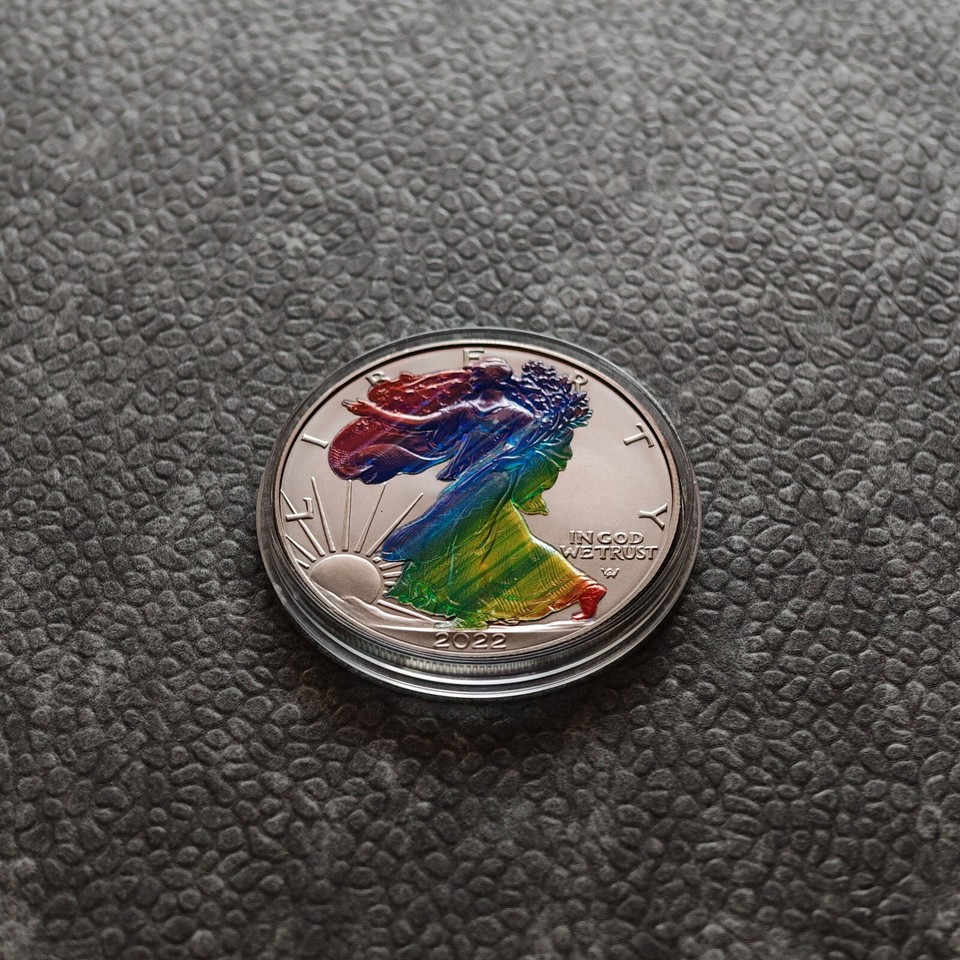 US USA American Eagle Adler Rainbow 2022 Black Ruthenium Silber Silver ...