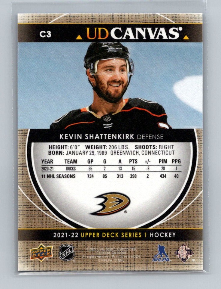 2021-22 UD Series 1 UD Canvas #C3 Kevin Shattenkirk Anaheim Ducks | eBay