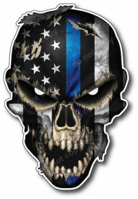 4x Thin Blue Line Police Lives Matter Skull 3M Decal Sticker Car Truck ...