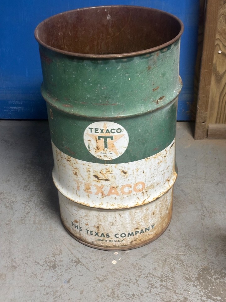 VTG TEXACO GEAR LUBRICATION OIL DRUM BARREL CAN | eBay