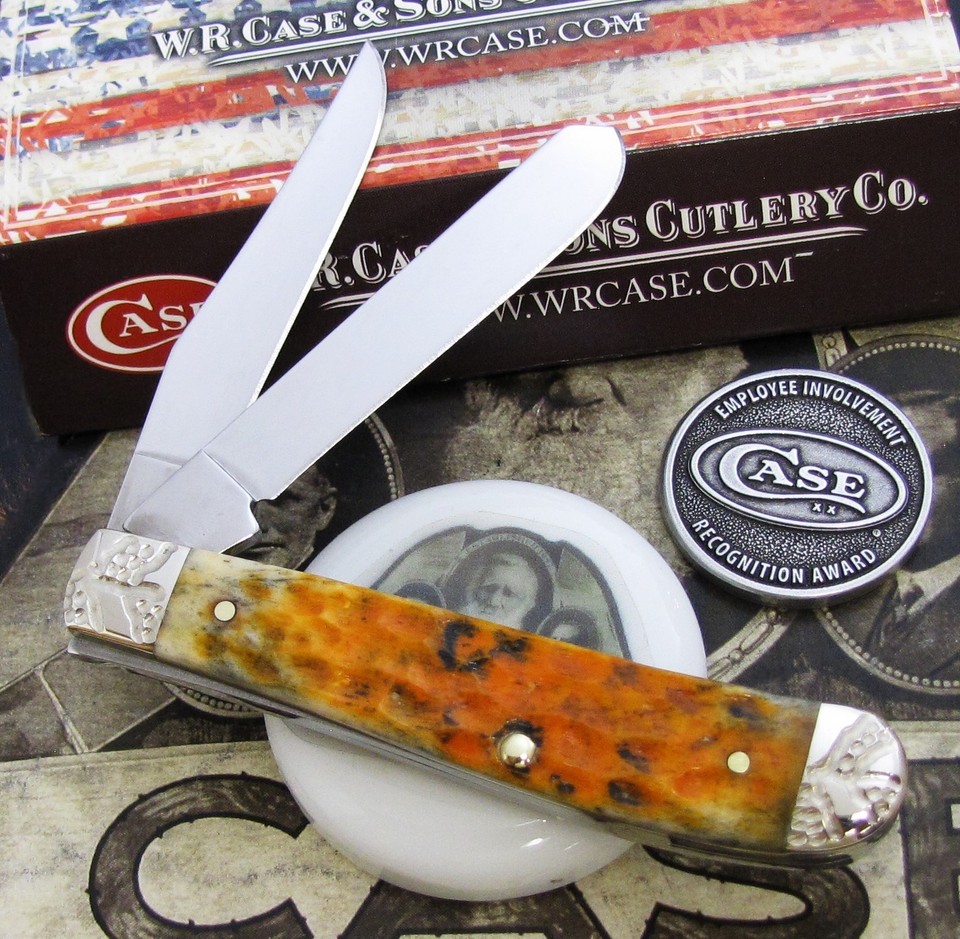 Case XX Mini Trapper Knife 2016 Autumn Bone & Prater Worked Bolsters ...