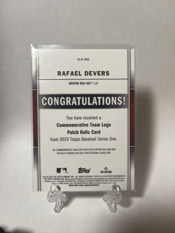 2023 Topps Series 1 #TLP-RD RAFAEL DEVERS PATCH RELIC Commemorative ...