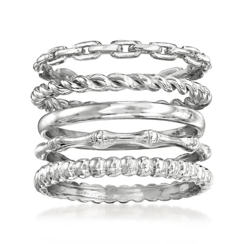 Ross-Simons Sterling Silver Jewelry Set: 5 Stackable Rings | eBay