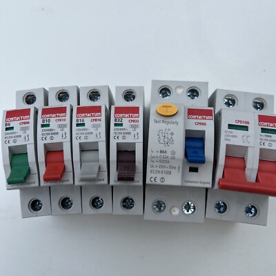 CONTACTUM MCB CPB Curve RANGE 6a 10a 16a 40a 80A RCD 30mA CIRCUIT ...