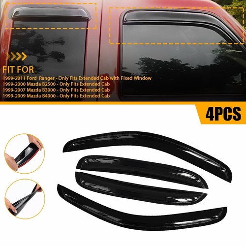 Black Window Visor Shade Vent Rain Deflector for 99-11 Ford Ranger ...