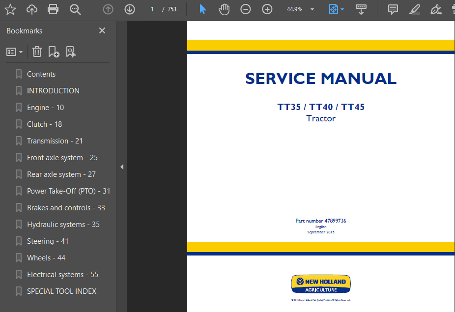 NEW HOLLAND TT35 TRACTOR MANUAL SERVICE SHOP REPAIR PDF USB | eBay