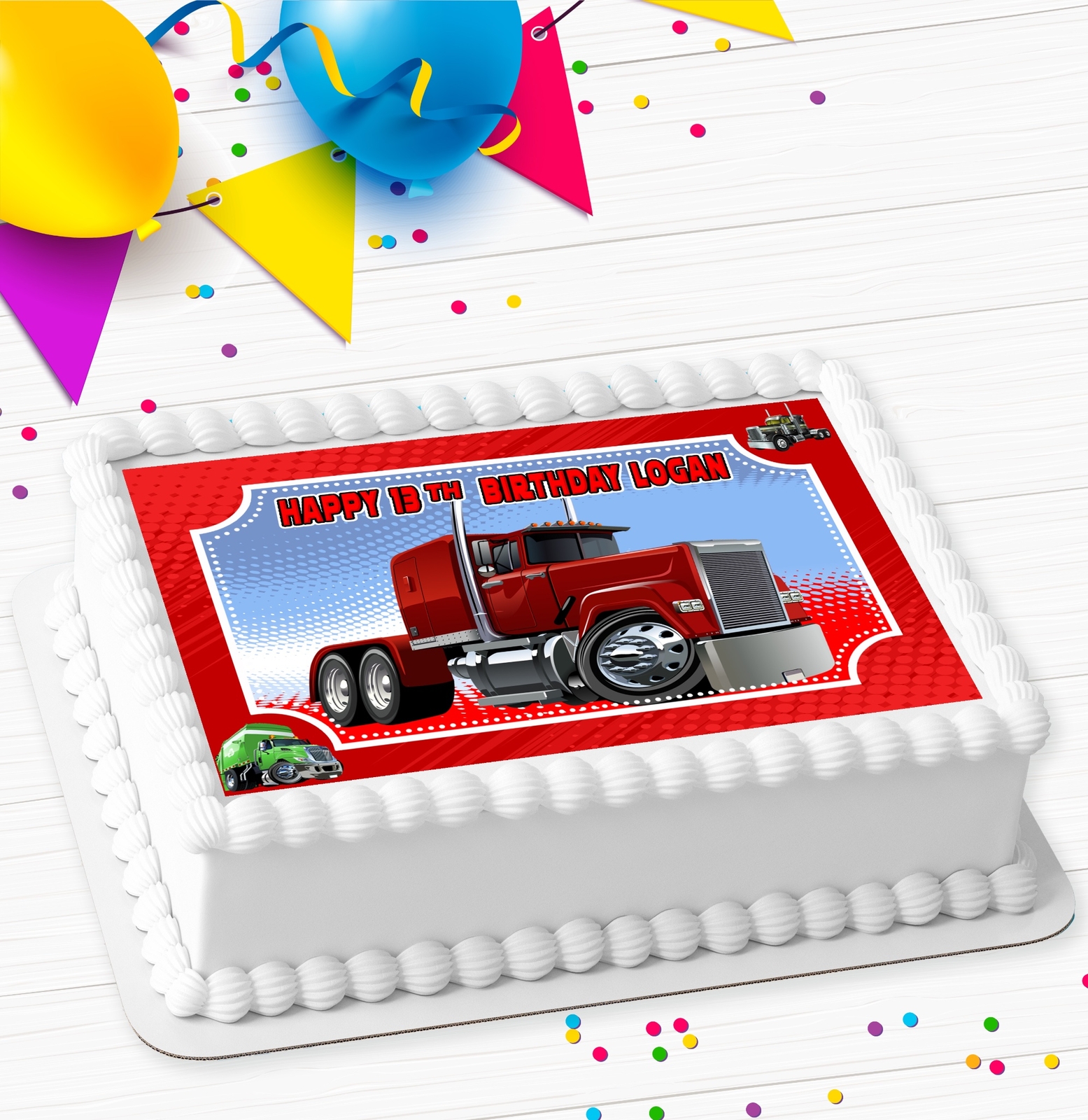 TRUCK LORRY BIRTHDAY PARTY PERSONALISED ICING EDIBLE COSTCO CAKE TOPPER ...
