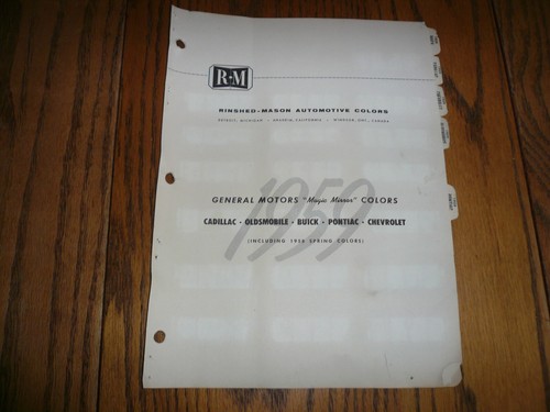 1959 R & M Paint Colors Samples Chips - Buick Cadillac Chev Pontiac ...