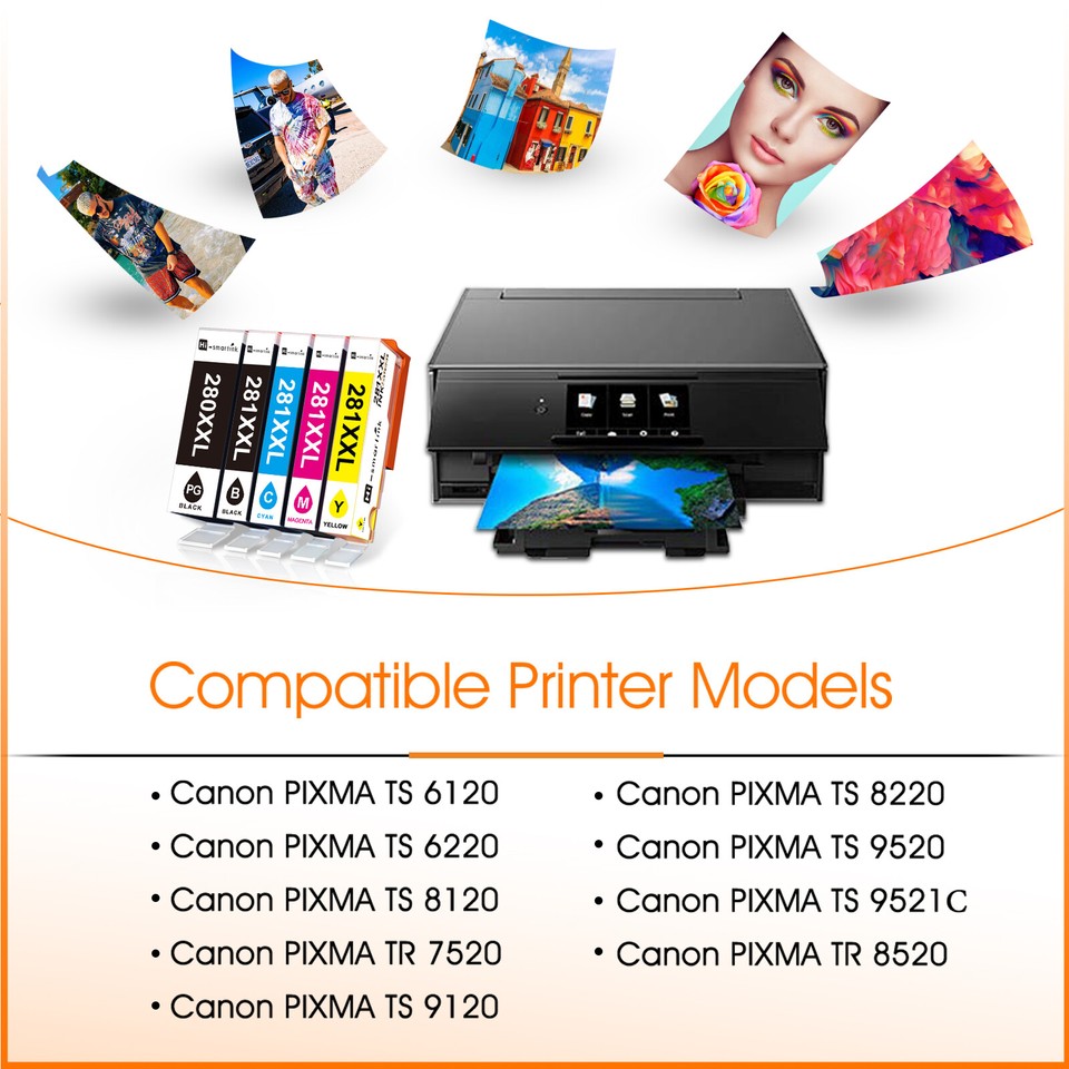 5 PGI-280 XXL CLI-281 XXL Ink for Canon PIXMA TR7520 TR8500 TR8520 ...