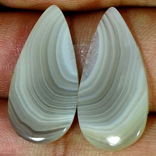 Natural Pear Botswana Agate Cabochon Pair Wire Wrap Gemstone 17.00 Cts ...