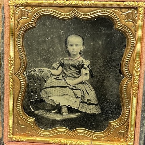 AMBROTYPE - ⅙ plate tinted ambrotype of a darling little girl with her ...