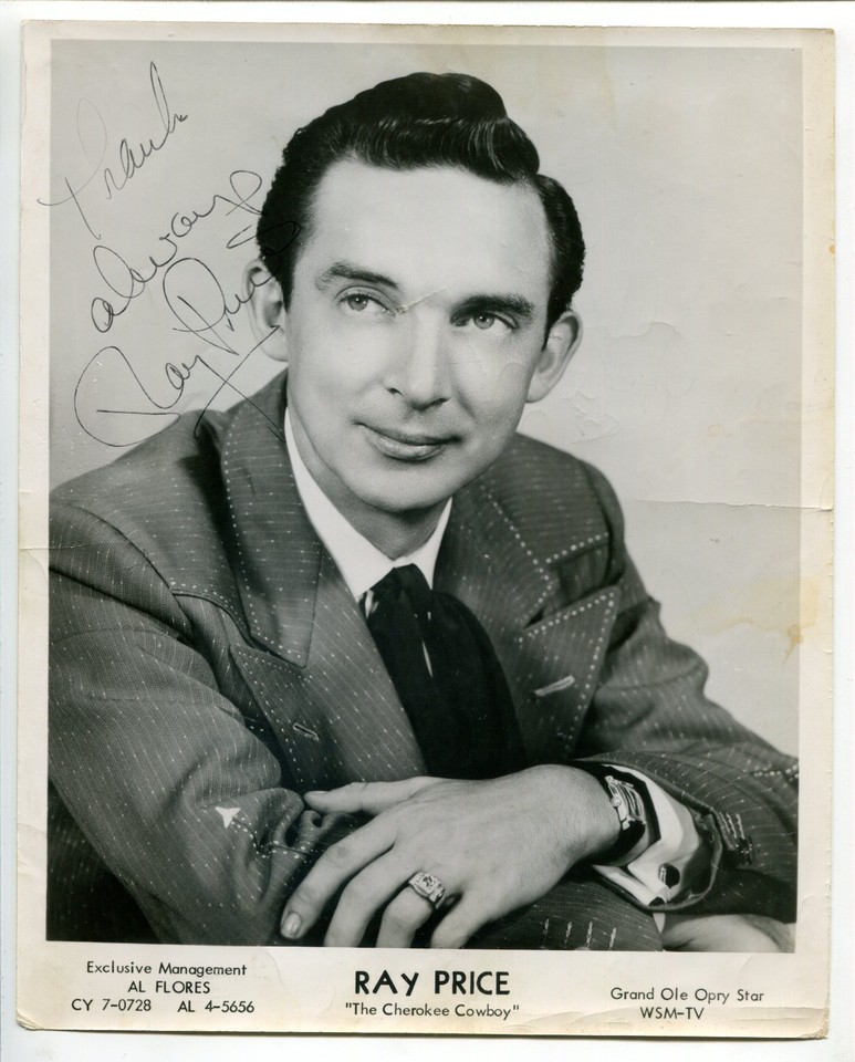 Ray Price The Cherokee Cowboy Signed Photo, Signed on Back By Band ...