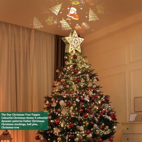 Christmas Tree Topper - Christmas Tree Topper Lighted with 3D Gold ...