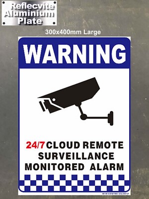 big Metal Reflective Aluminium Warning CCTV Security Surveillance ...