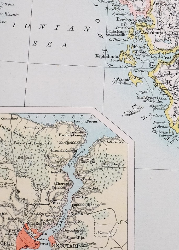 1894 MAP BALKAN PENINSULA SOUTHERN SECTION MOREA GREECE CYCLADES ...